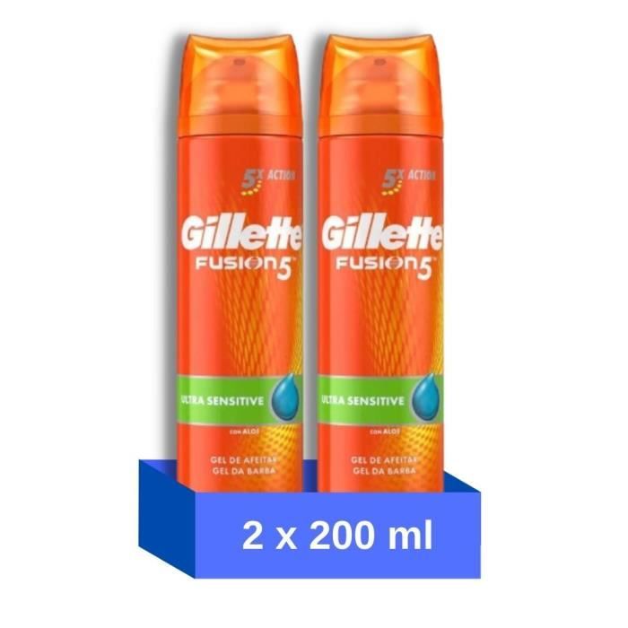 Gel de rasage Gillette Fusion5 - Ultra sensible - 200 ml - 2 pièces ...