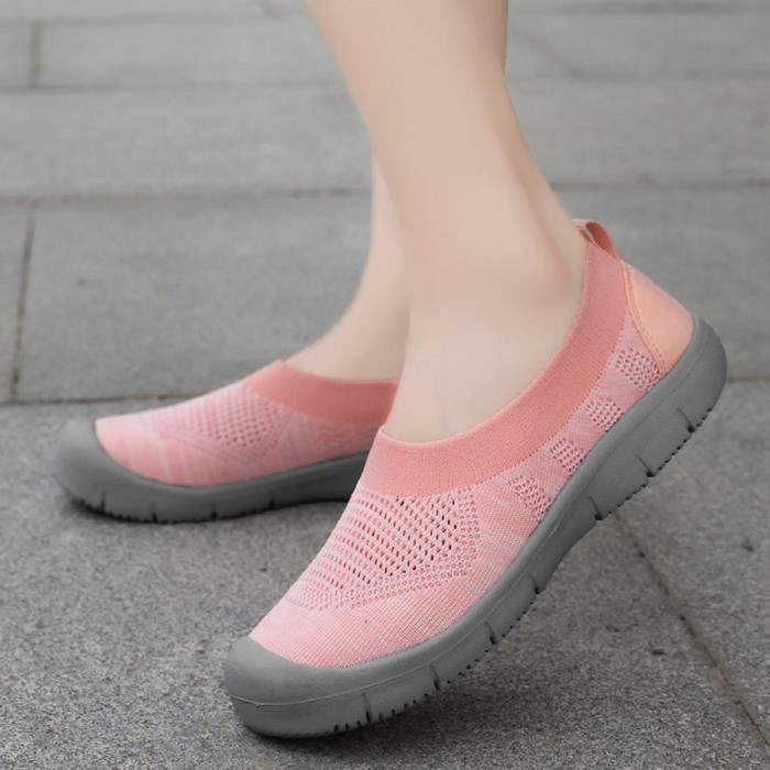 Chaussures de marche Femmes Slip-On Pompes Baskets de mode Chaussettes ...