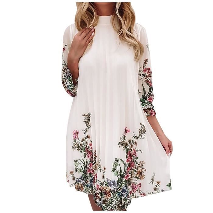 Robe Femme Sexy Fold Party Filles Col À Volants Manches Longues ...