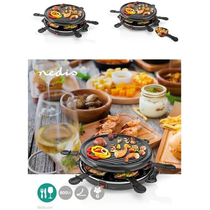 APPAREIL A RACLETTE 800W Gourmet / Raclette Grill 6 Personnes 6 ...