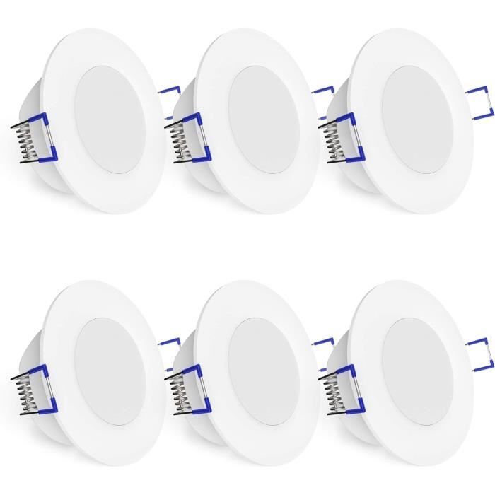 Weevo Lot De 6 Spots Led Encastrables À Intensité Variable Ip44-6,5 W Blanc Chaud \ Spots De ...