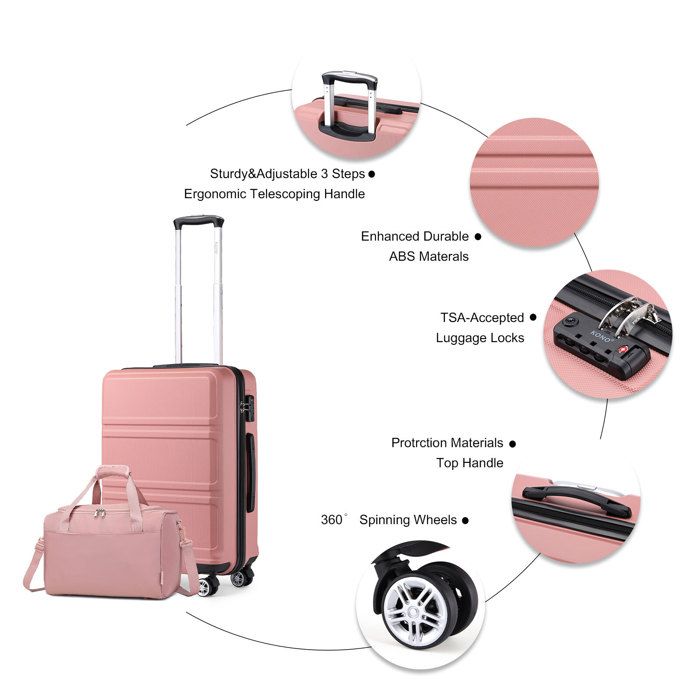 Kono Set de 4 Valises de Voyage ABS + PC Rigide Valise (51.5/65/74cm) à ...