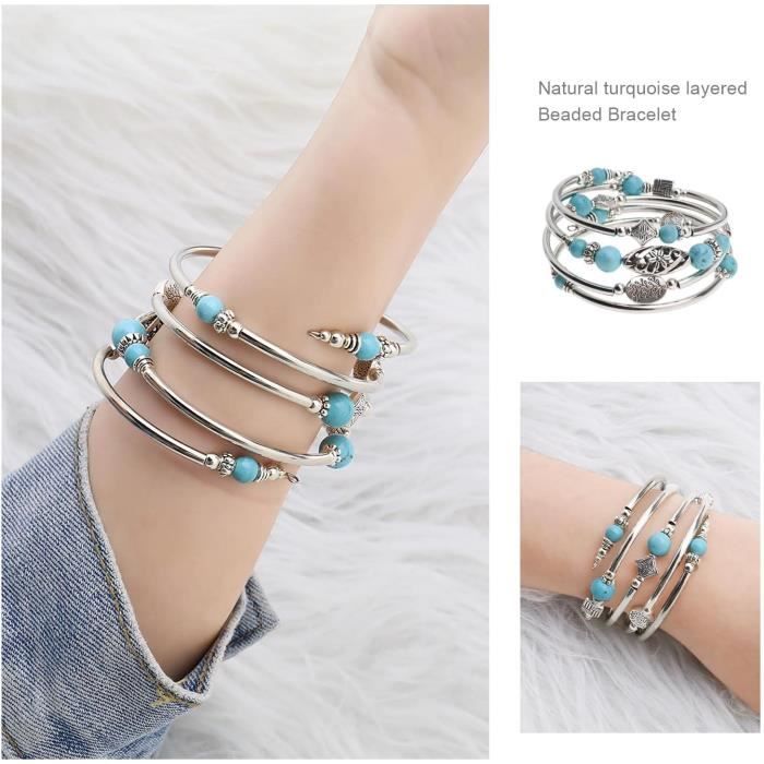 Bracelets Bohèmes Superposés Bracelet Jonc Chakra Perlé Pierre ...