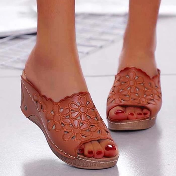 Les Sandales Élégantes pour Femmes à Bout Ouvert et Talon Compensé avec ...