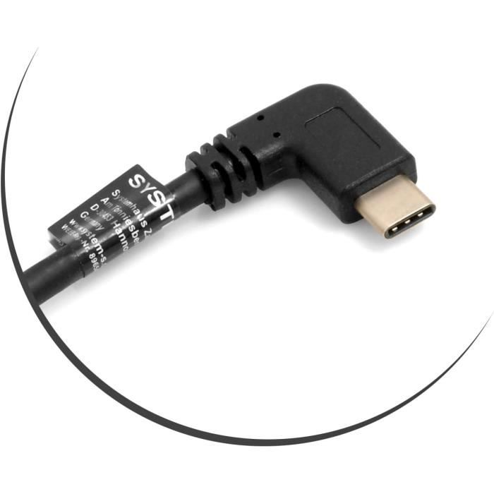 Câble Usb-C 30 Cm Usb 3.1 Type C Coudé À 90° Vers Usb A 3.0 Angle Droit ...