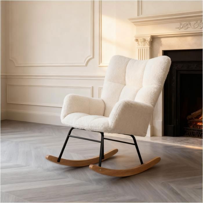 Fauteuil à Bascule Allaitement Scandinave Rocking chair en Sherpa avec ...