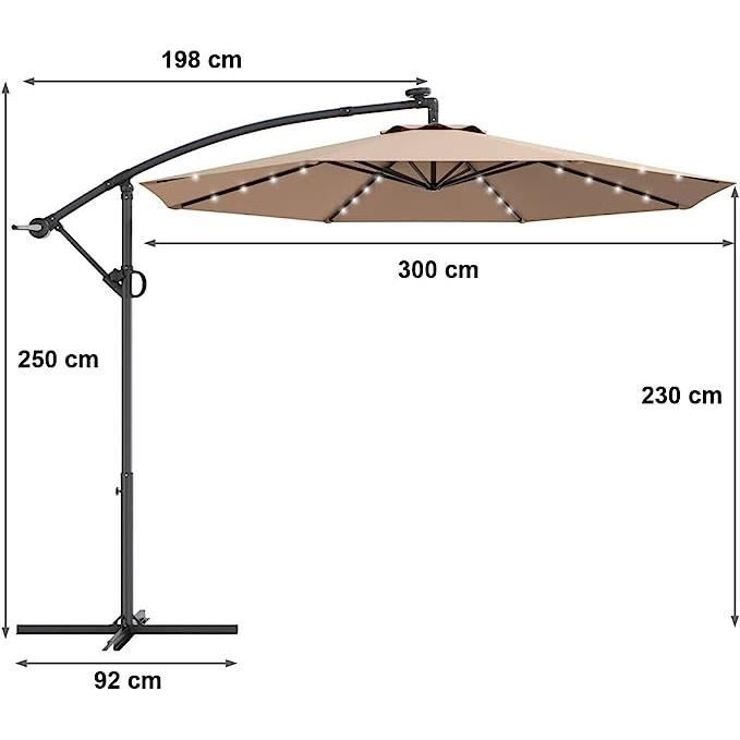 RELAX4LIFE Parasol de Jardin 300 CM | Pivotant à 360°| Parasol Anti-UV ...