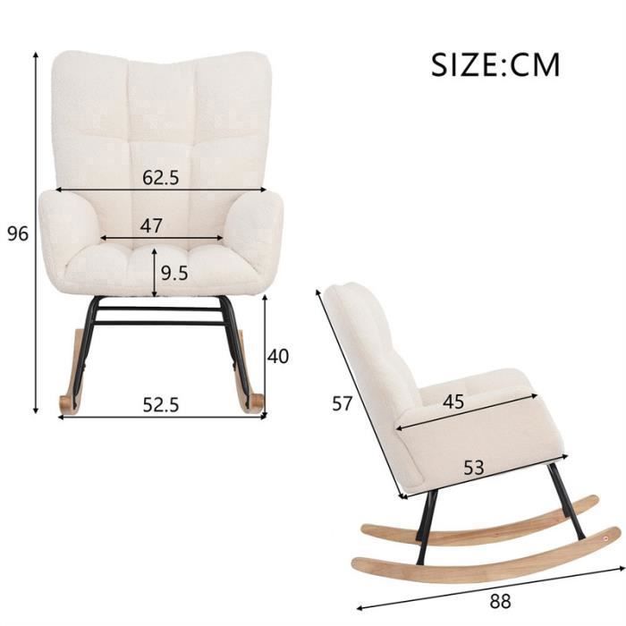 Fauteuil à Bascule Allaitement Scandinave Rocking chair en Sherpa avec ...