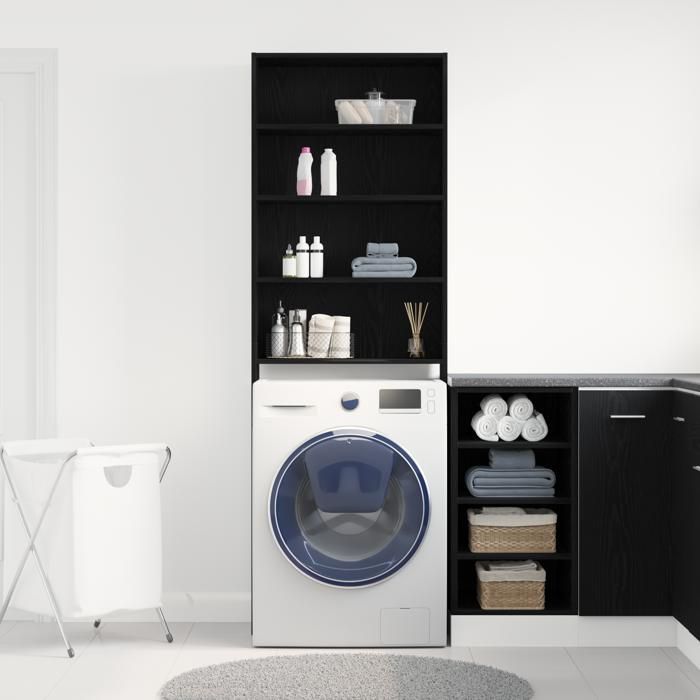 Elégant Cabinet de lave-linge/ Armoire machine à laver - chêne noir ...