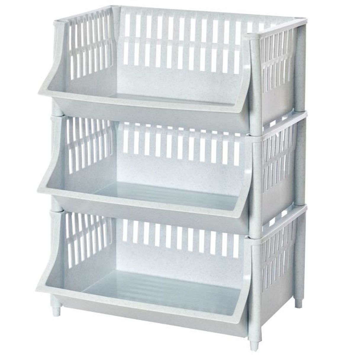 Étagère de rangement modulable en plastique 3 niveaux 55x41x30cm, Gris ...