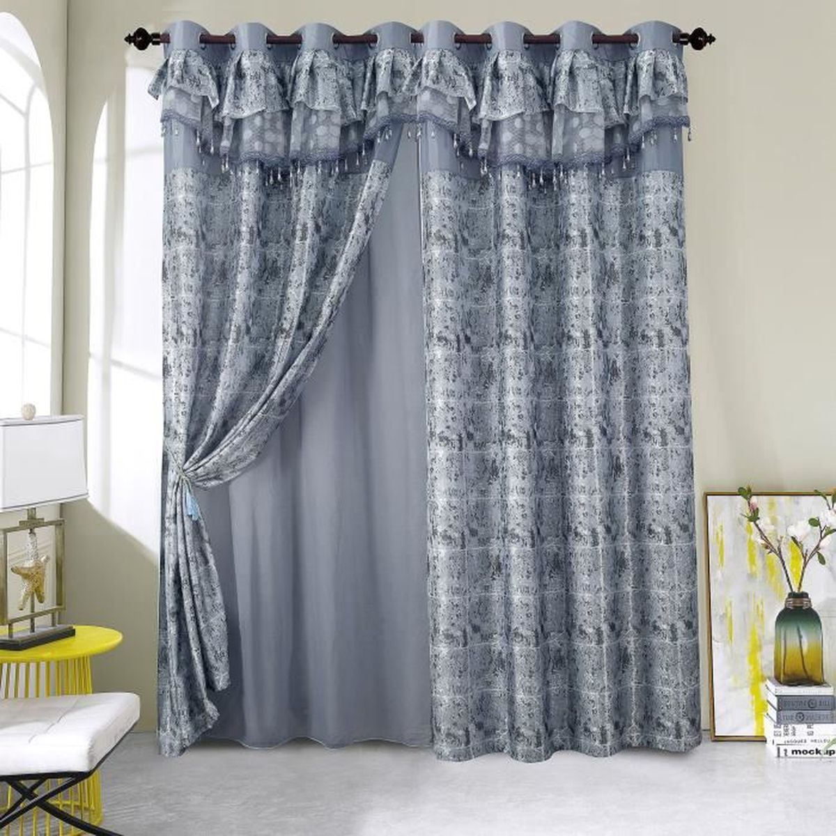 DOUBLE RIDEAUX ORIENTAL - SULTANAT - GRIS - Cdiscount Maison
