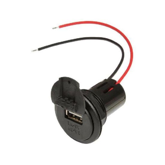 Prise USB F - 5V/3A - Noir - Fils nus - Avec couvercle - ADNAuto ...