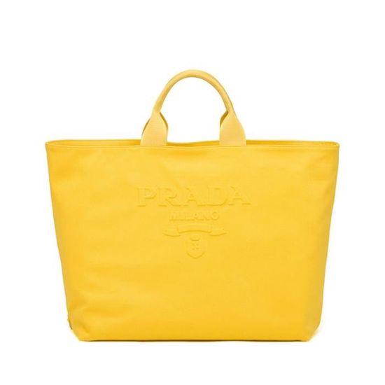 PRADA/PRADA homme femme daylight jaune coton tissé poignée logo ...