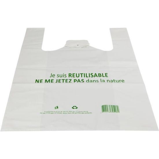 Sac plastique réutilisable - Non spécifié - 50 microns - 26 + 12 x 45 ...