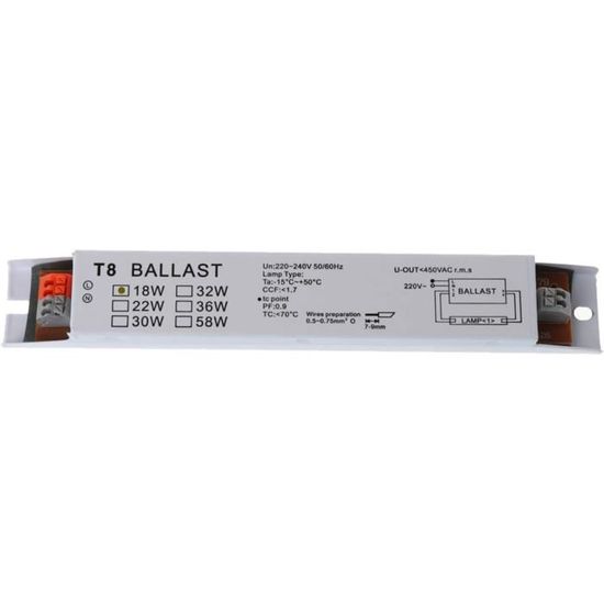 T8 220-240V AC 2x18W Ballast électronique à Large Tension Ballasts de Lampe Fluorescente[121 ...