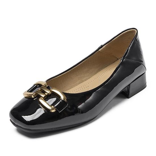 Escarpins Femme Talon Bas Bloc – Chaussure De Bureau Classique - Noir ...