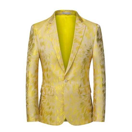 Blazer Guocu Homme Habillée Tuxedo Business Lijaune Jaune Clair