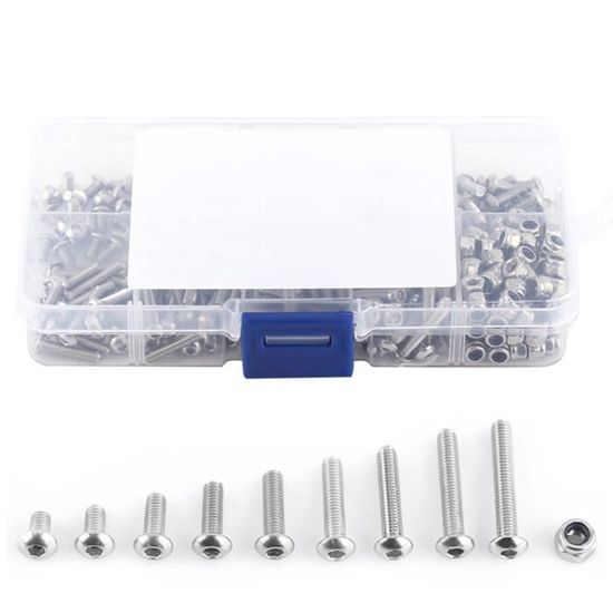 SALALIS Vis à six pans creux Assortiment de vis et écrous à tête cylindrique à douille ...