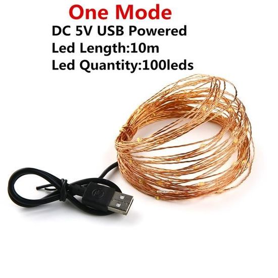 GUIRLANDE LUMINEUSE,10M 100LED-white--Guirlande lumineuse Led 5-10-20M 50-100-200, USB, 8 modes ...