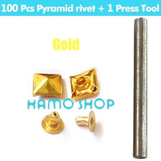 RIVET,Pyramid Rivet Gold-10mm--Goujons en métal de toutes les tailles ...