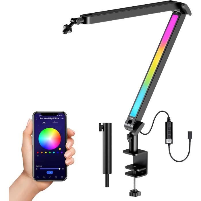 Bras de Microphone, Bras Articulé Micro avec Lumière RGB pour Blue Yeti ...