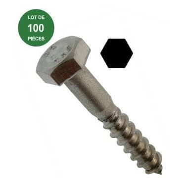 Vis à bois tête hexagonale inox A2 DIN 571 6x100 boîte de 100 - ACTON ...