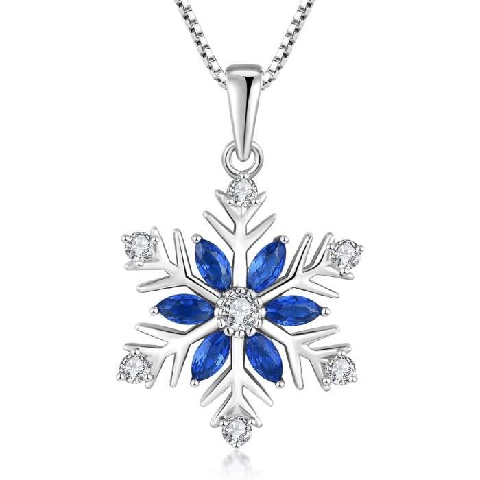 Collier Femme Flocon De Neige Noël Argent 925-1000 Pendentif Collier ...