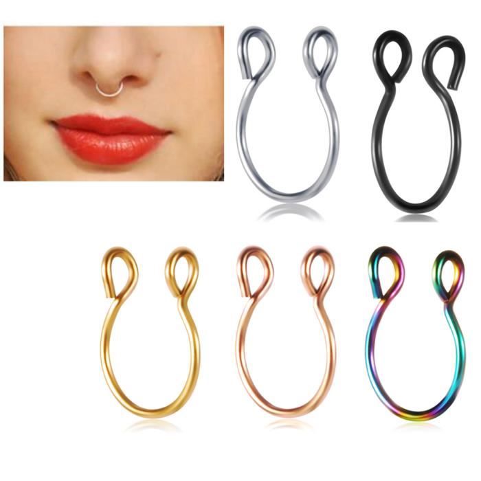 6pcs faux septum anneau de nez faux anneaux de nez cerceau 8mm non ...