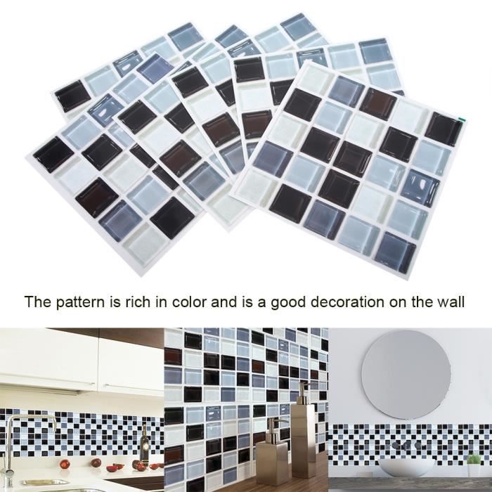 Autocollant de carrelage mural 6 pièces 3 auto-adhésif Simulation ...