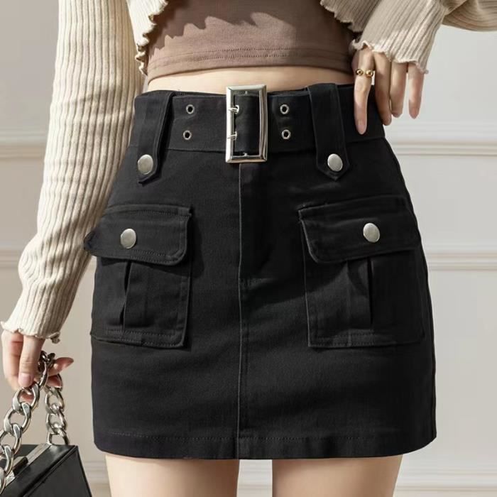 Mini jupes cargo en denim pour femmes,streetwear multi-poches,cool,adolescents,américains ...