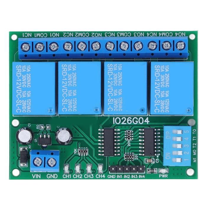 Qiilu Carte de relais Module de relais 4 canaux Control Board Switch ...