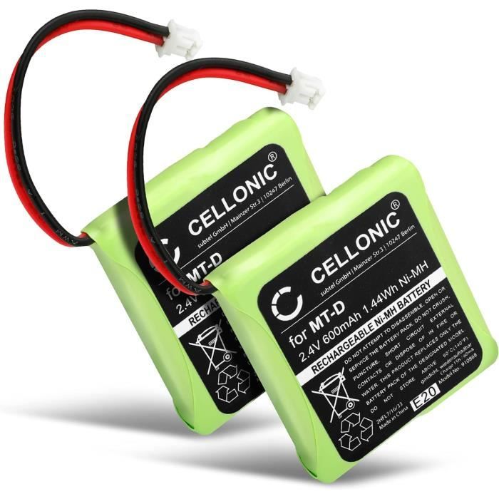 ® 2X Batterie Téléphone Fixe 5M702Bmx,Gp0735,Gp0747,Gp0827 600Mah Compatible Avec Avm Fritz Fon ...