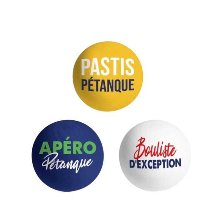 Lot de 3 Cochonnets Pétanque Club - Couleurs : Bleu, Blanc, Jaune ...