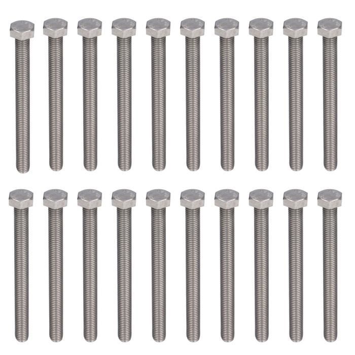 PAL 20 pièces boulon hexagonal vis de réglage à filetage grossier boulons entièrement filetés A2 ...