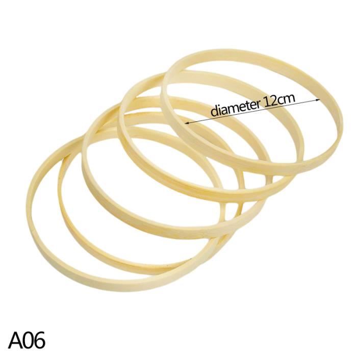 A06-12cm Couronne de cerceau floral en bambou en bois artisanat en macramé bricolage anneau de ...