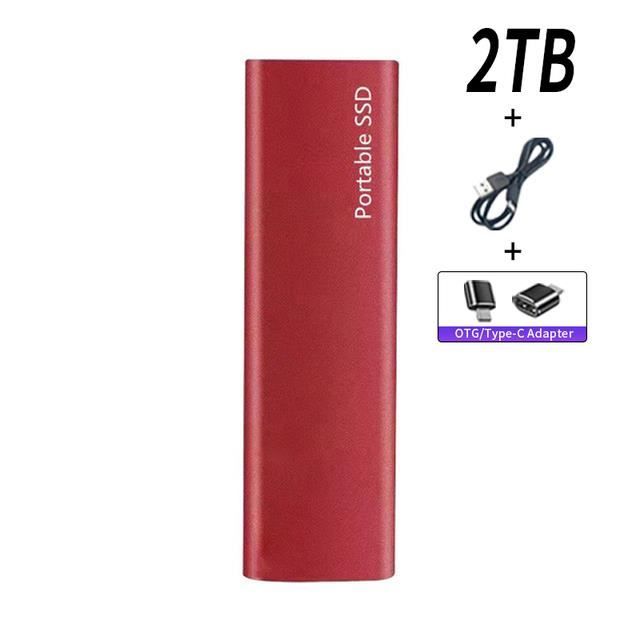 Disque dur externe,Red 2TB--Disque dur externe portable, SSD 1 To, Type ...