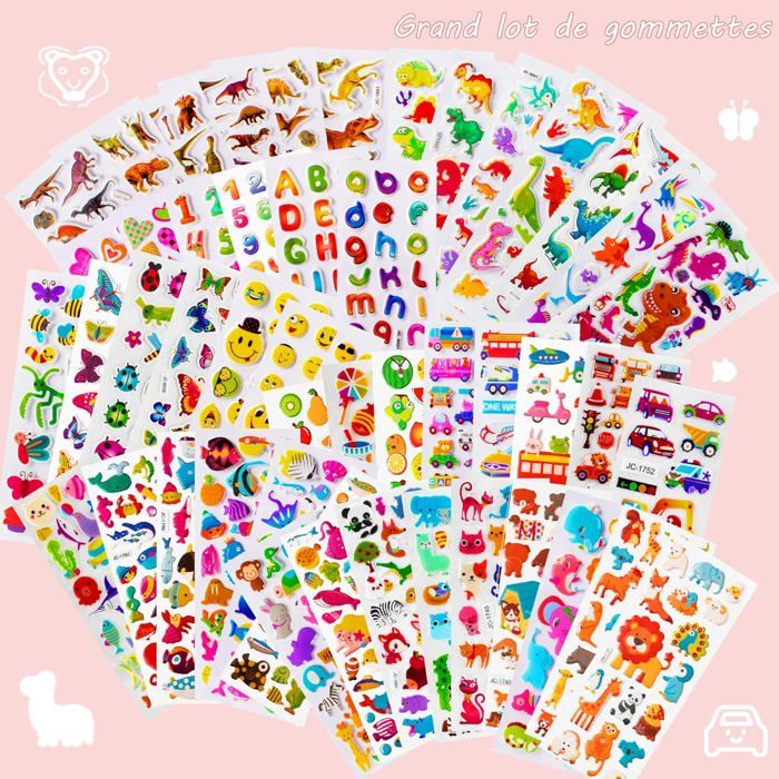 1000+ Gommettes Enfants 2Ans 3 Ans 3D Autocollant Stickers Animals Diy ...