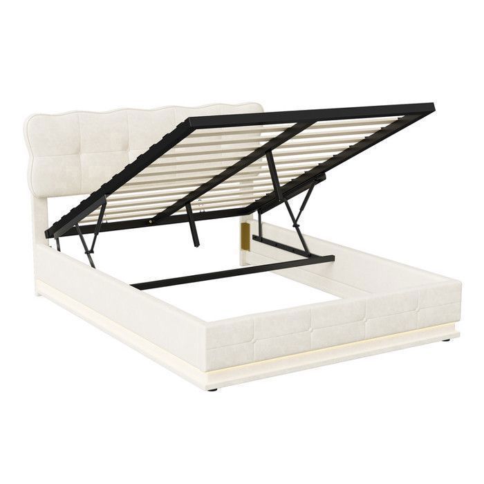 Lit Double 160x200 Design avec Tête de Lit Nuage et LED RGB，Lit avec ...