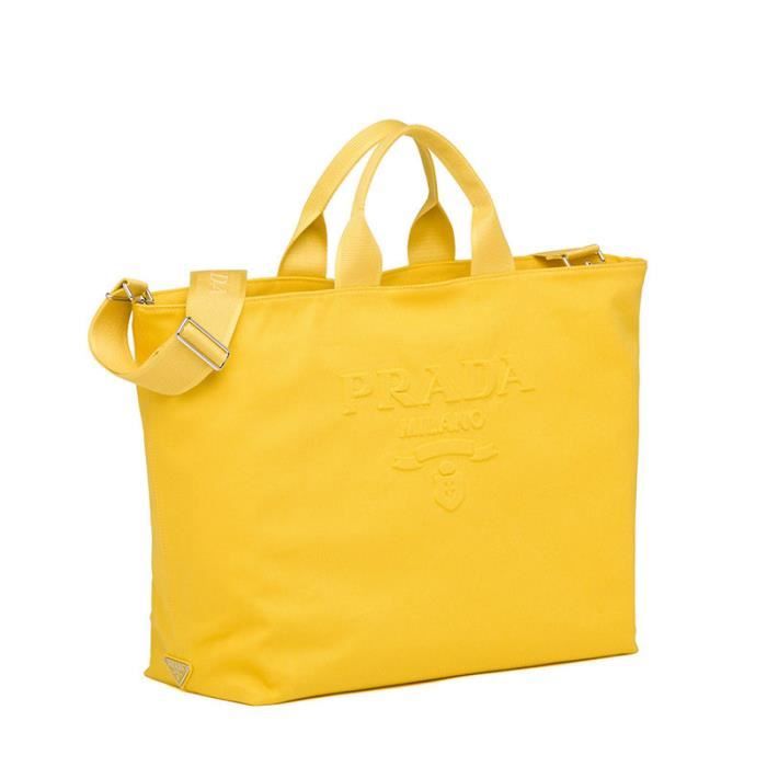 PRADA/PRADA homme femme daylight jaune coton tissé poignée logo ...