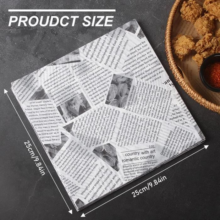100 feuilles 25 x 25 cm papier d'emballage alimentaire, papier ...
