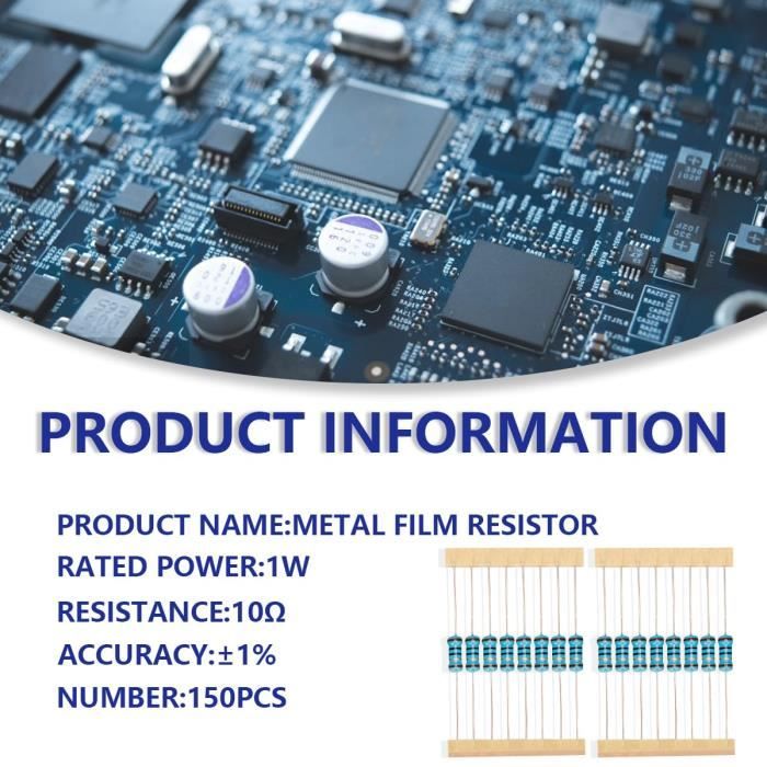150 Pièces 1W 1% Tolérance 10 Ohms Résistance De Film Métallique Pour ...