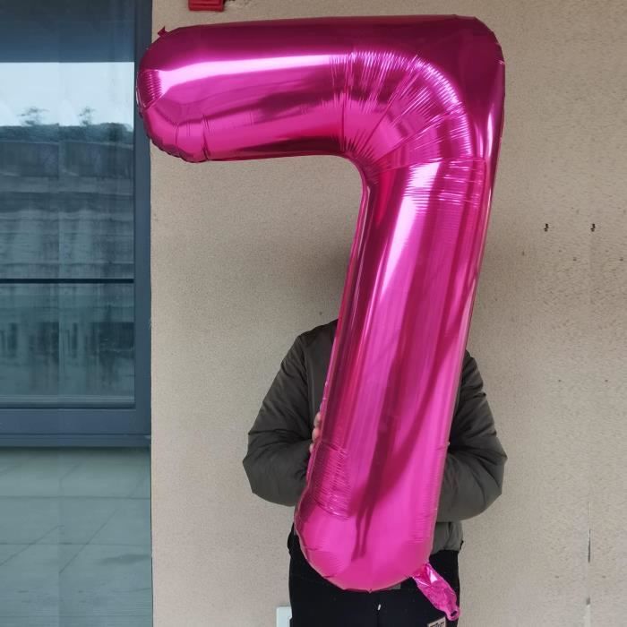 Ballons D'Anniversaire 7 Ans Rouge Rose 101 Cm \U2013 Ballon Numéro 7 ...
