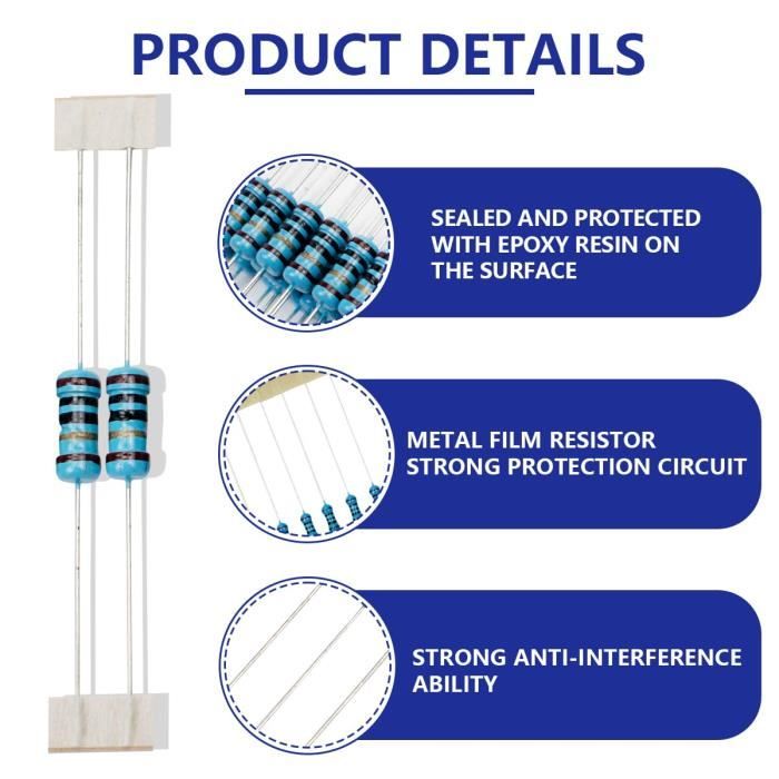 150 Pièces 1W 1% Tolérance 10 Ohms Résistance De Film Métallique Pour ...