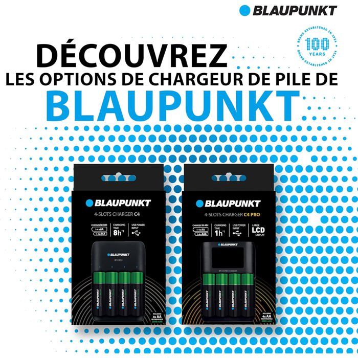 Chargeur de Piles USB, pour 1-4 Piles Rechargeables AA,AAA, 8-10h de ...
