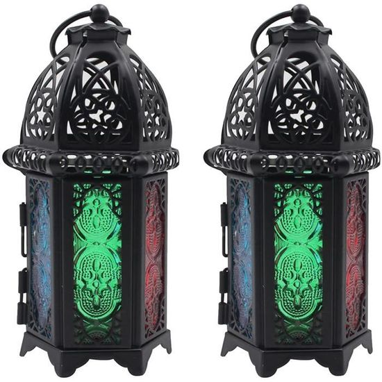 Support Lanterne Marocaine, Bougeoir Lanterne Vintage, Lanternes Décoratives en Métal Verre, Lot ...