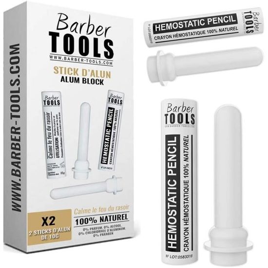 BARBER TOOLS Stick d'alun Boite de 2 Sticks hémostatique: stoppe les ...
