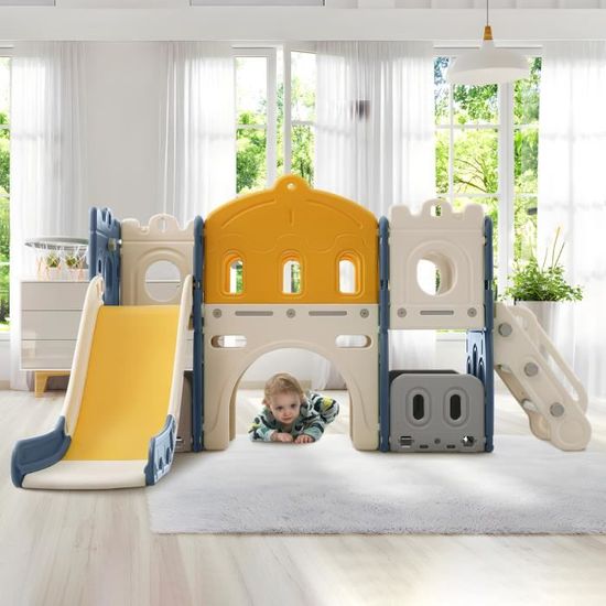 Toboggan pour enfants 6 en 1 KANA - Maison de jeux avec échelle et panier de basket - Cdiscount ...