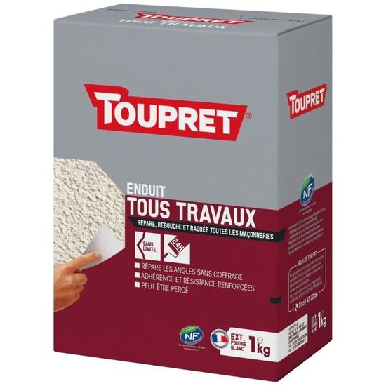 TOUPRET Enduit tous travaux en poudre - Extérieur - 1 kg - Blanc ...