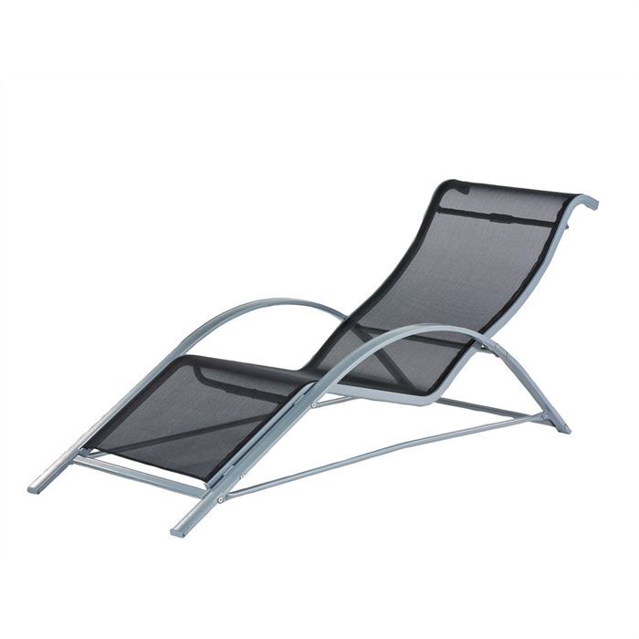 Transat alu + texaline noir - Cdiscount Jardin