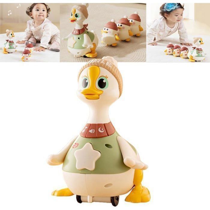 Tummy Time Duck Family Toy, Swinging Crawling Walking Duck with Baby ...